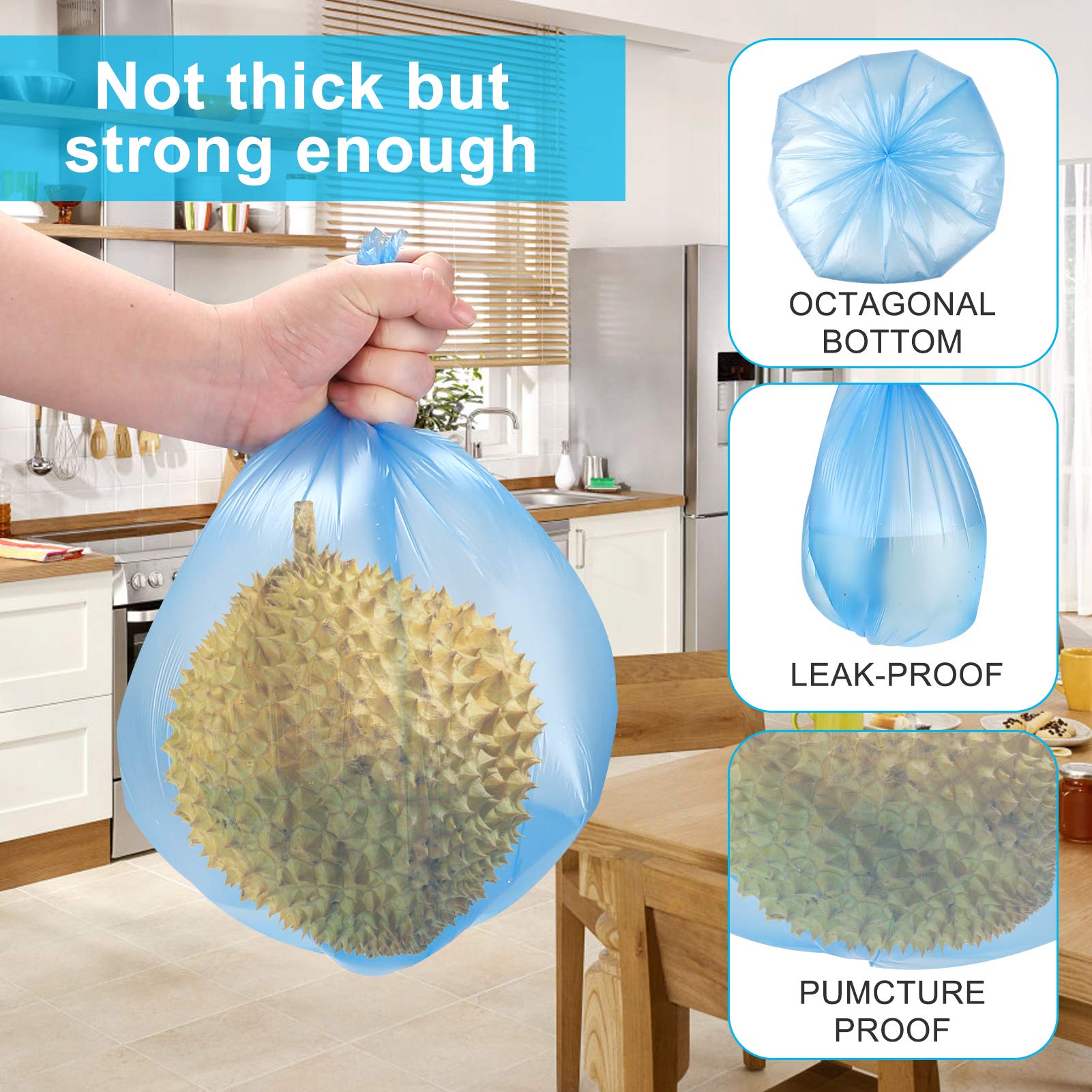 150 Counts Small Trash Bags, Garbage Bags 4 Gallon, 5 Liter Trash Can Liners , Bathroom trash bags wastebasket for bathroom home office , Thick 0.6 MIL /Capacity 4 Gal/5 Rolls, Colored