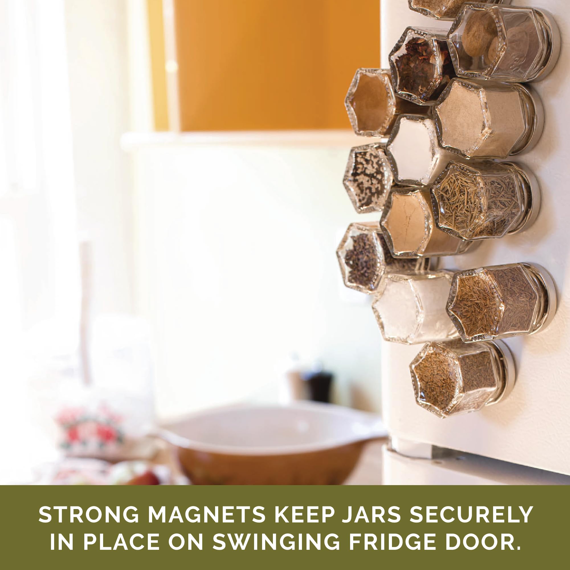 Gneiss Spice Magnetic Spice Jars | Create a Hanging Spice Rack on Your Fridge | Includes Large Empty Glass Jars, Magnetic Metal Lids and Spice Labels