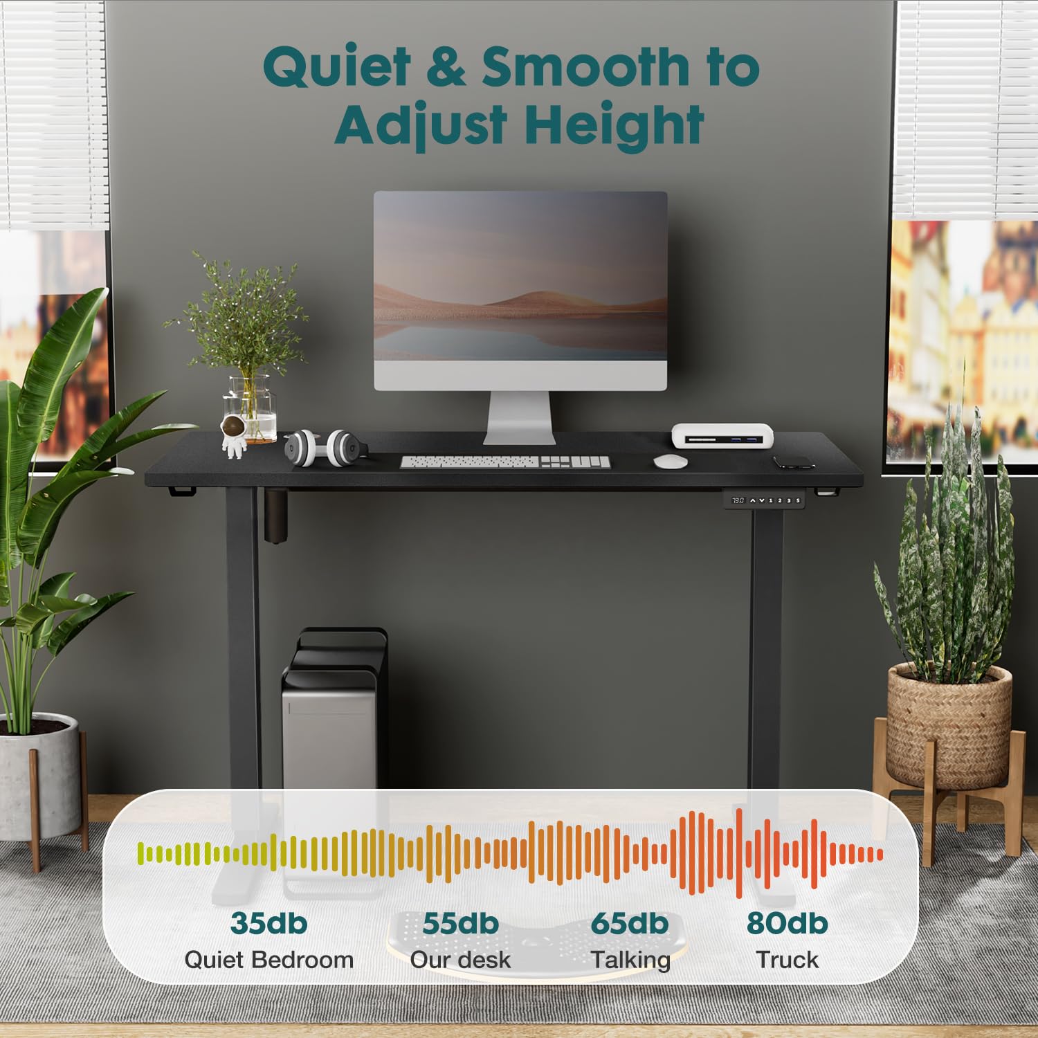 SMUGDESK.COM Mobile Laptop Desk Sit-Stand Desk Adjustable Height Laptop Desk Cart Ergonomic Table Small Standing Desk with Pneumatic Height Adjustments (Obsidian)