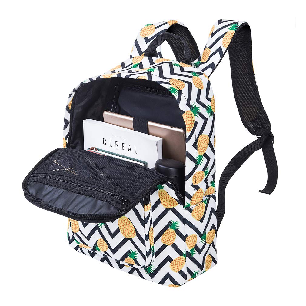 E-Clover Pineapple Backpack School Bag Bookbag for Girls Boys Lightweight Travel Backpacks with Pencil Case Valentine Day Gifts