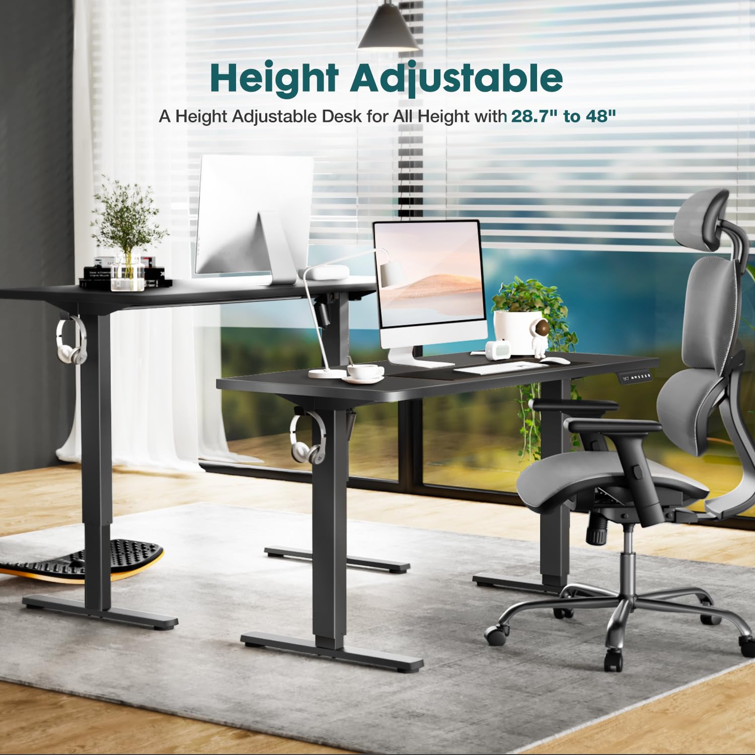 SMUGDESK.COM Mobile Laptop Desk Sit-Stand Desk Adjustable Height Laptop Desk Cart Ergonomic Table Small Standing Desk with Pneumatic Height Adjustments (Obsidian)