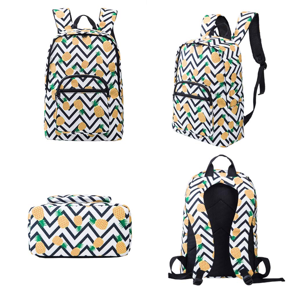 E-Clover Pineapple Backpack School Bag Bookbag for Girls Boys Lightweight Travel Backpacks with Pencil Case Valentine Day Gifts