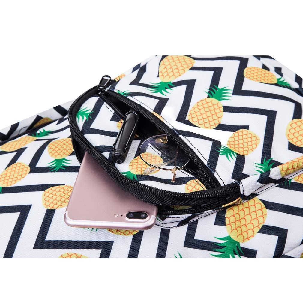 E-Clover Pineapple Backpack School Bag Bookbag for Girls Boys Lightweight Travel Backpacks with Pencil Case Valentine Day Gifts