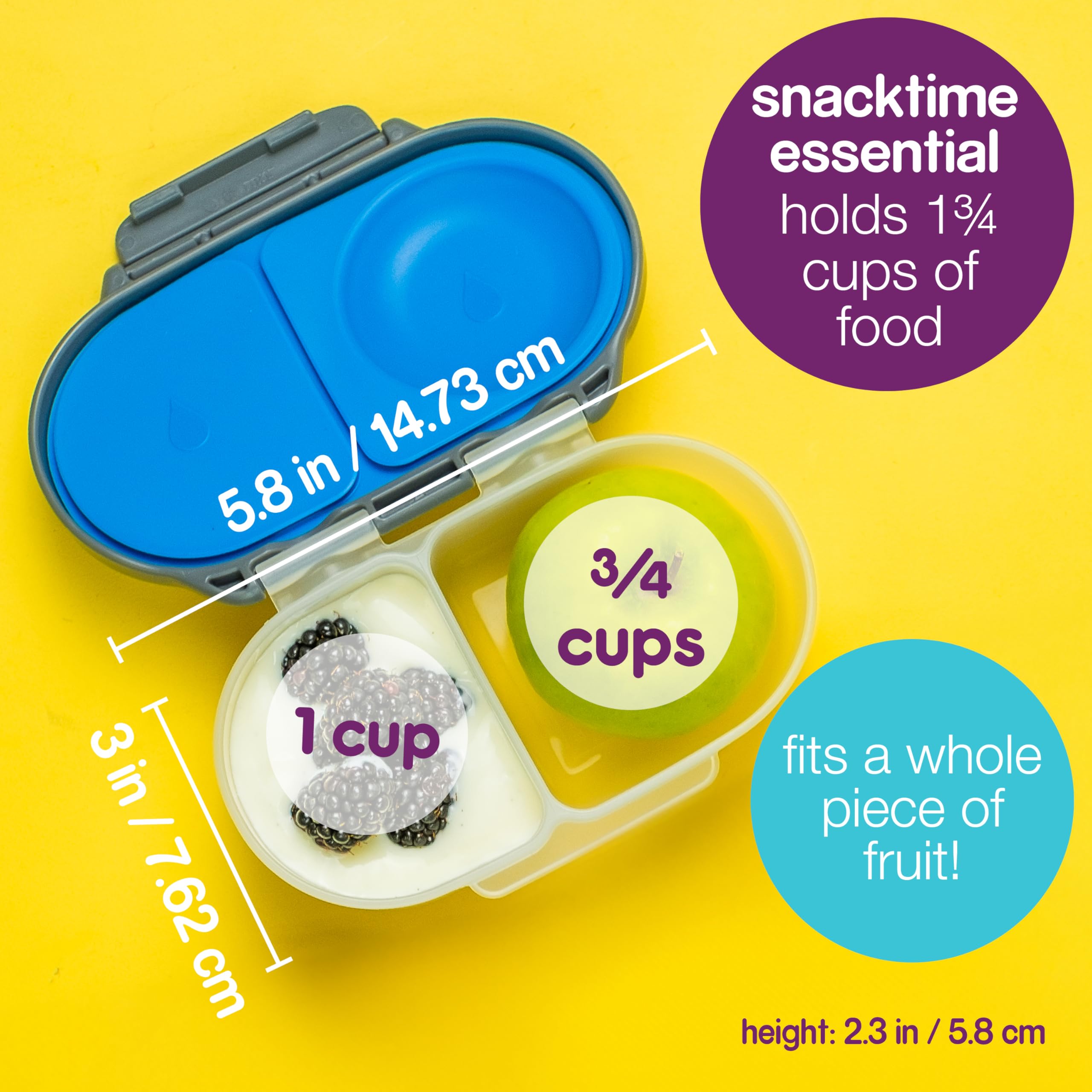 b.box Snackbox for Toddlers, Kids | Mini bento box, Lunch box | Leak Proof, 2 Compartments | BPA free, Dishwasher safe, Freezer safe (Strawberry Shake, 12 fl oz capacity)
