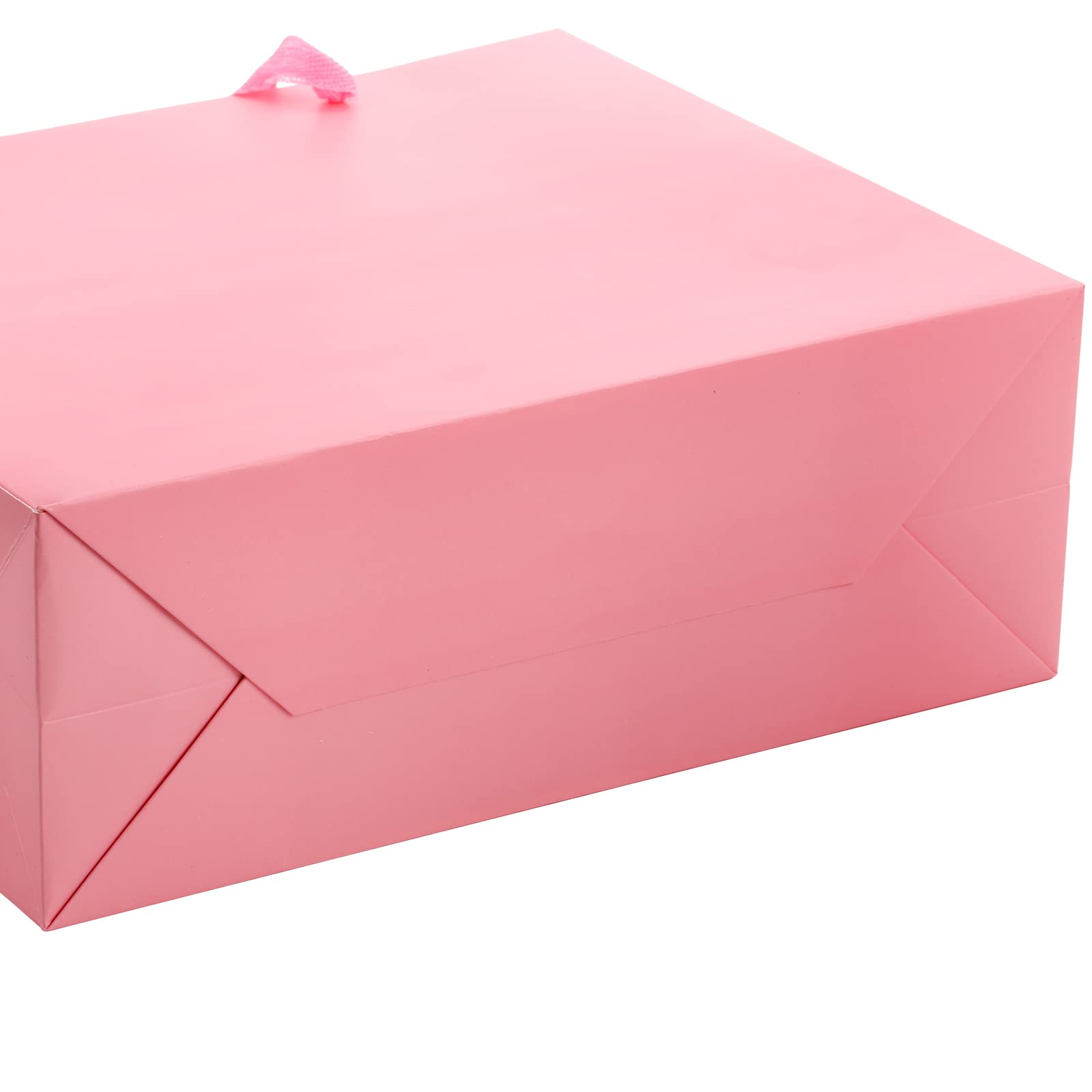 Lyellfe 30 Pack Pink Gift Bags, Heavy Duty Kraft Paper Bags with Handle Bulk, Recycled Water-proof Shopping Bags, Assoorted Merchandise Retail Bags for Birthday, Wedding, Party, S, M, L