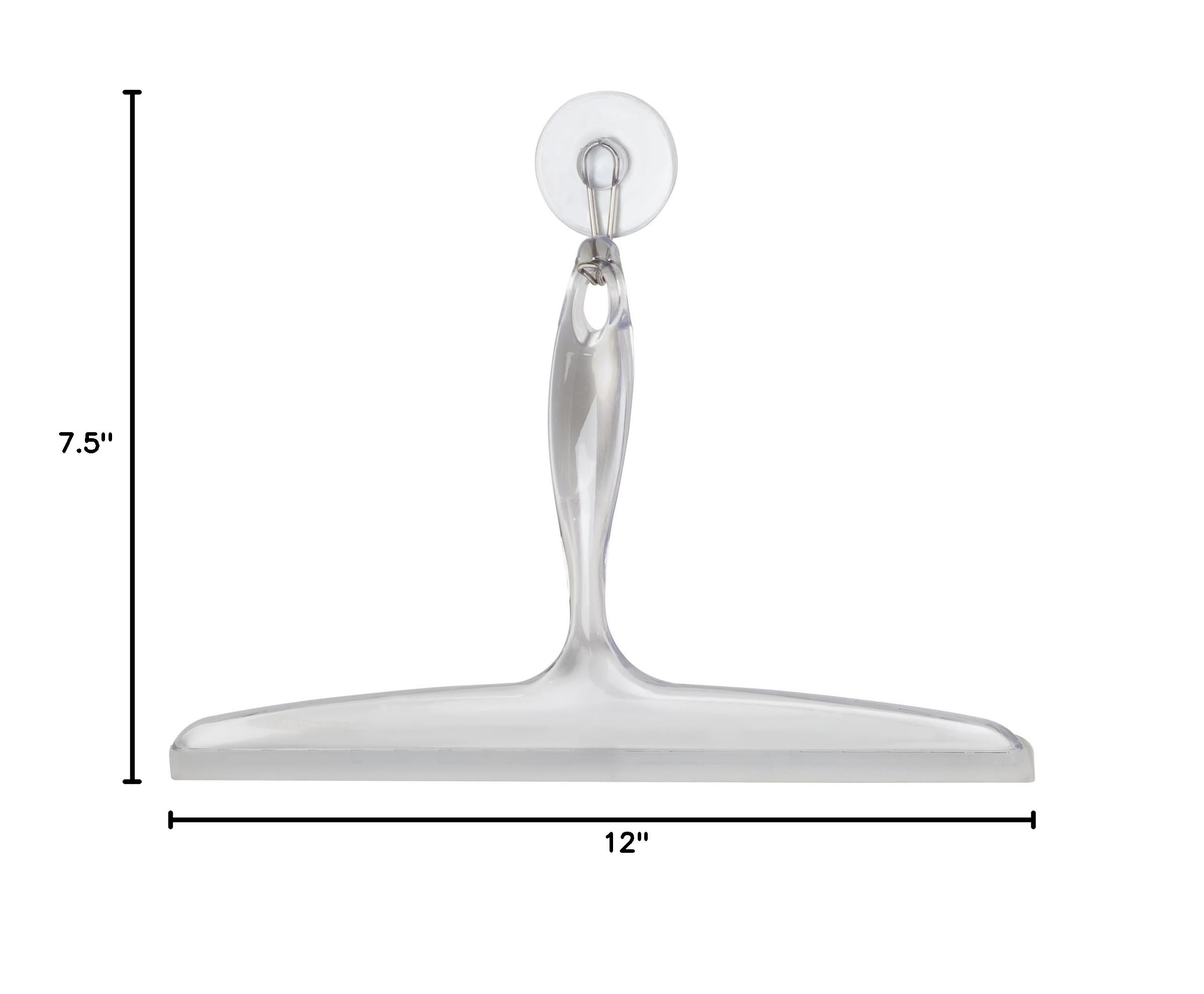 iDesign Plastic Bath Squeegee for Glass with Suction Hook Holder β 12", Clear