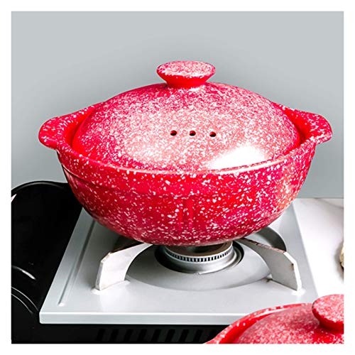 TYUXINSD Durable Stockpot Classic Round Casserole with Lid Red Household Earthenware Pot with Comfortable Insulated Handle 1.5L, 2.1L Soup Pot (Size : 1.5L) (Size : 1.5L)