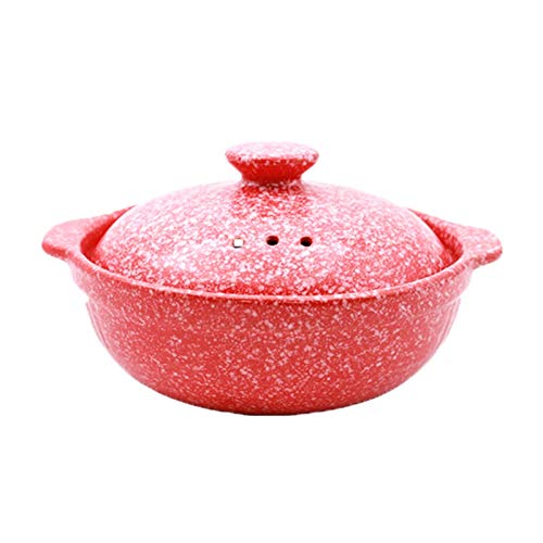 TYUXINSD Durable Stockpot Classic Round Casserole with Lid Red Household Earthenware Pot with Comfortable Insulated Handle 1.5L, 2.1L Soup Pot (Size : 1.5L) (Size : 1.5L)