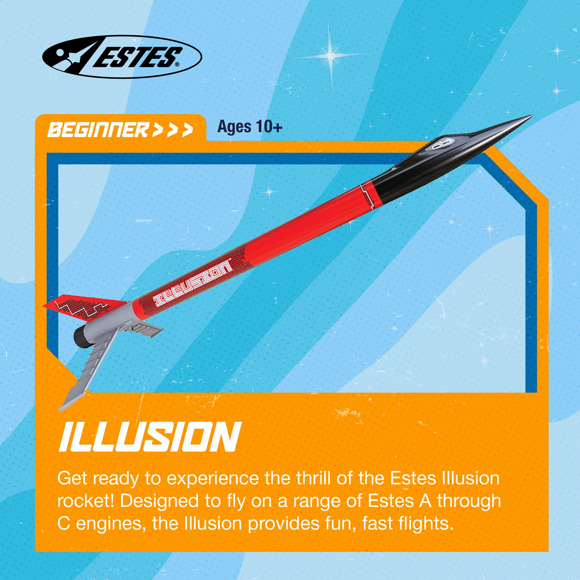 Estes Illusion Flying Model Rocket 7299| Snap Together Beginner Kit | Soars up to 1125', Mulitcolor