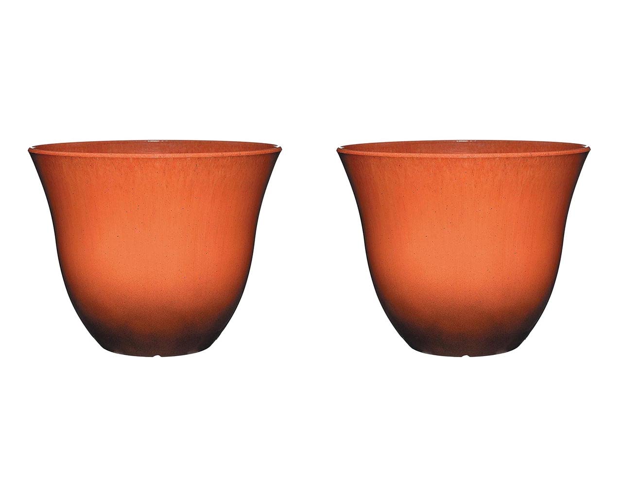 Classic Home and Garden Indoor/Outdoor Round Honeysuckle Resin Flower Pot Planter, Orange Ember, 13" (Pack of 2)