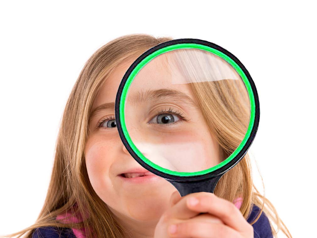 TANCH 5X Magnifying Glass Handheld Magnifier with Large 100mm Magnifying Glass Lens and Non-Slip Rubber Handle for Senior and Kids (1PC Green)