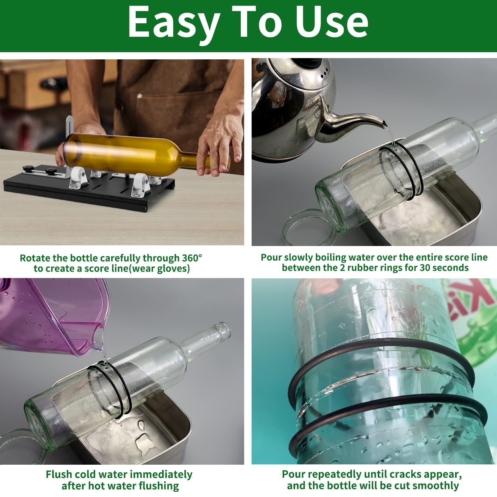 Glass Bottle Cutter, DIY Glass Cutter for Bottles, DIY Machine for Cutting Round Oval Bottles,Beer & Wine Bottle Cutter Tool with Accessories, Bottle Cutter for Beer, Whiskey, Liquor, Champagne
