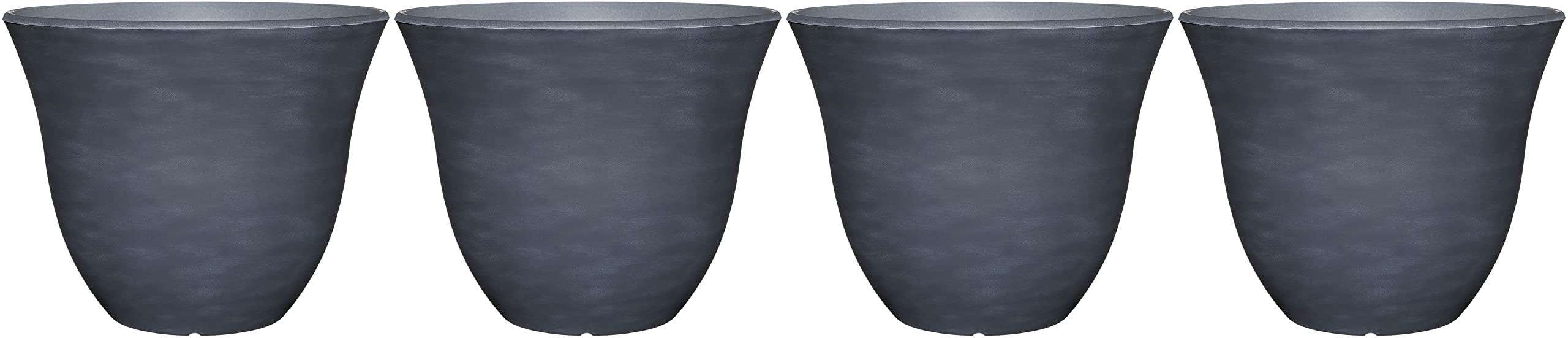 Classic Home and Garden Indoor/Outdoor Round Honeysuckle Resin Flower Pot Planter, Zinc Grey, 13" (Pack of 4)