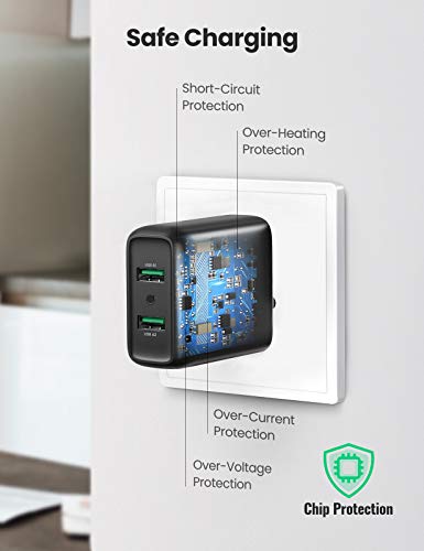 UGREEN Quick Charge 36W Dual Wall Charger QC 3.0 USB Wall Charger Fast Charging Adapter Compatible for Samsung Galaxy S20 S10 S9 S8 Note 10 9 iPhone iPad LG HTC and More