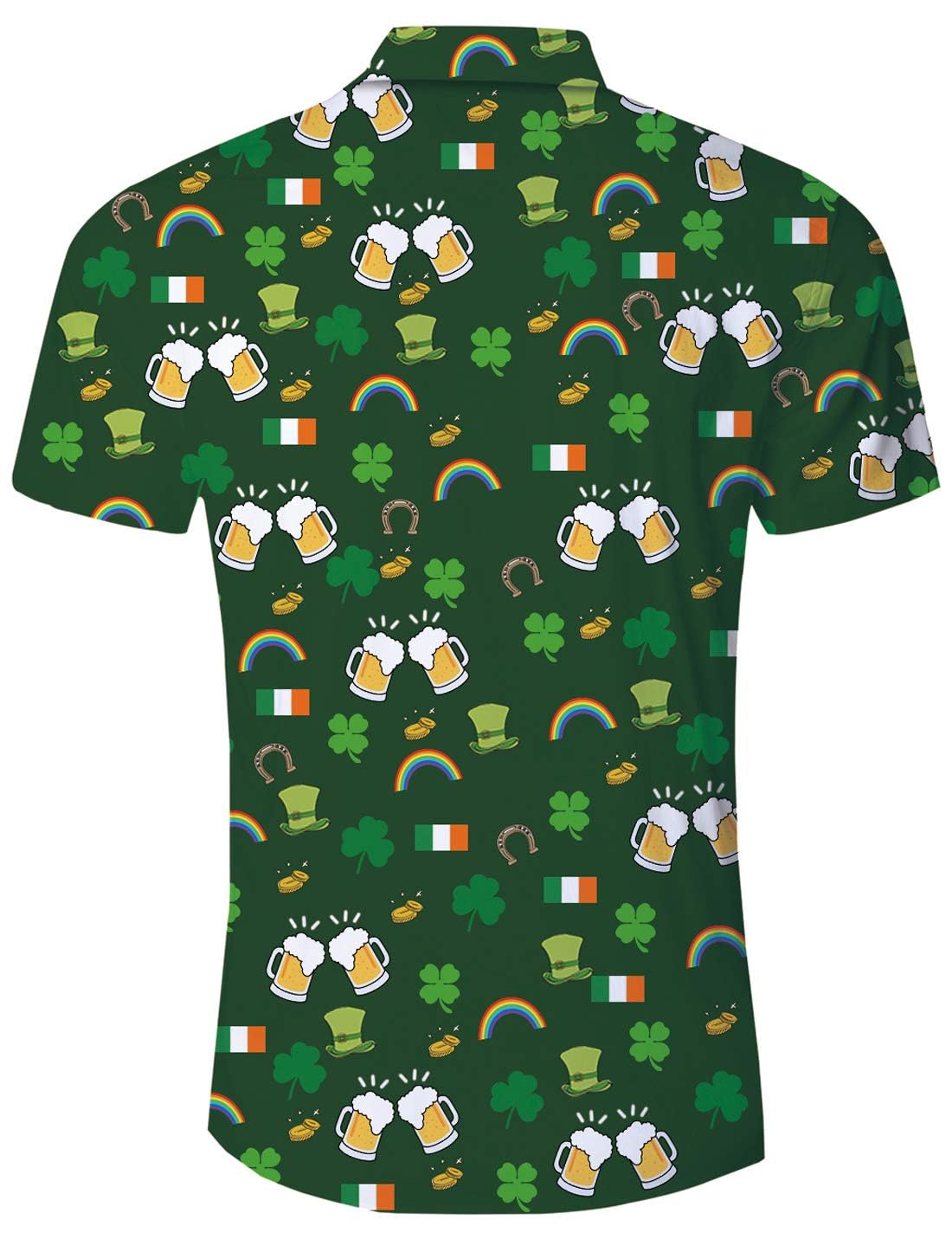 uideazone Hawaiian Shirt for St.Patrick's Day Men Button Down Green Shirt Short Sleeve Tropcial Shirts
