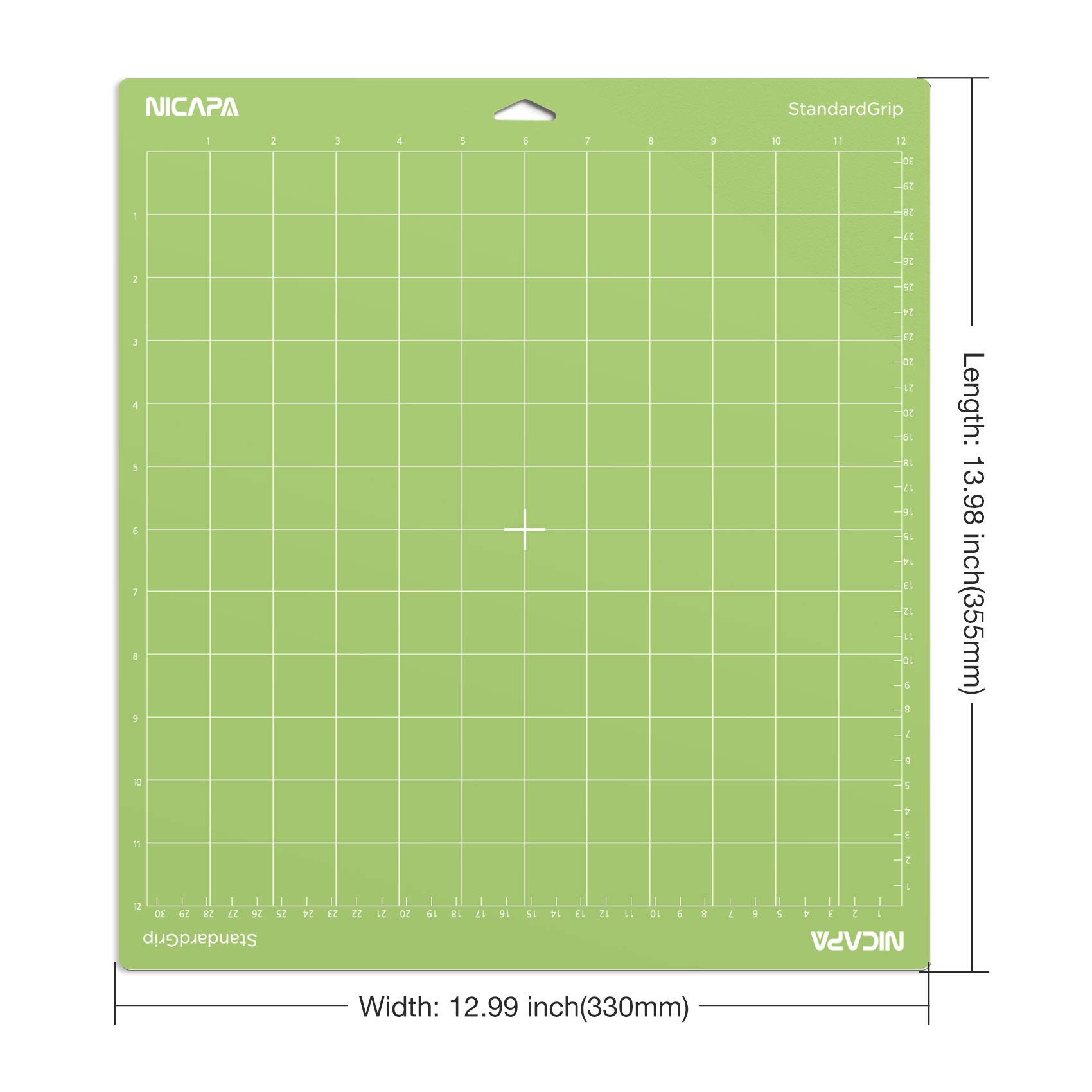 Nicapa 12x12 inch Standard Grip Cutting Mat for Cricut Maker 3/Maker/Explore 3/Air 2/Air/One (3 Pack) Standard Adhesive Sticky Green Quilting Replacement Cut Mats