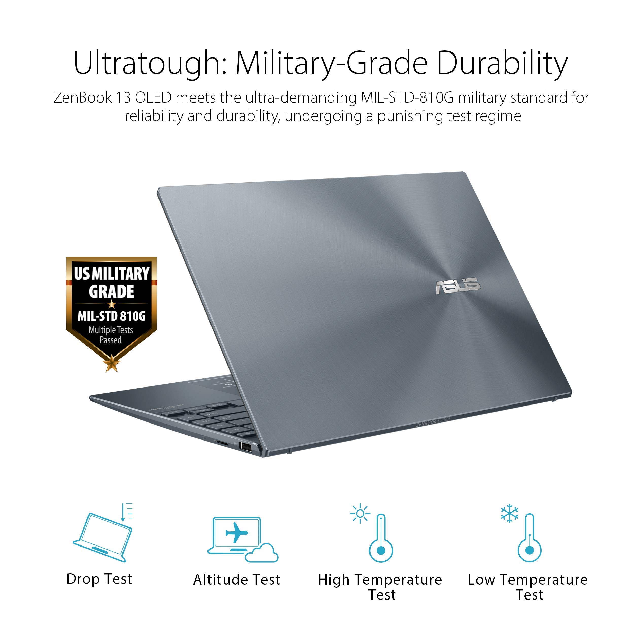 ASUS ZenBook 13 Ultra-Slim Laptop, 13.3” OLED NanoEdge, Intel Evo Platform i7-1165G7, 8GB, 512GB SSD, NumberPad, Thunderbolt 4, Wi-Fi 6, Windows 11 Home, AI Noise-Cancellation, Pine Grey, UX325EA-EH71