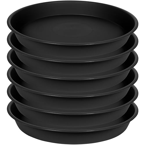 Angde 6 Pack of Plant Saucer 4 5 6 8 10 12 14 16 18 20 Inch Round, Plant Drip Trays for Pots, Plant Drip Tray, Flower Plant Pot Saucers, Pot Saucer 4", Plant Saucers for Indoors (5", Black)
