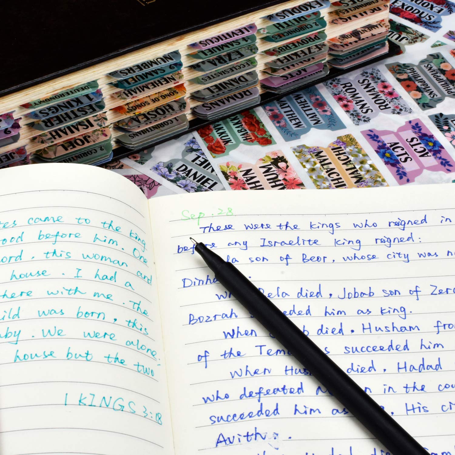 Bible Index Tabs New & Old Testament Tabs Matte Laminated Floral Design - 121 Pcs (Floral)
