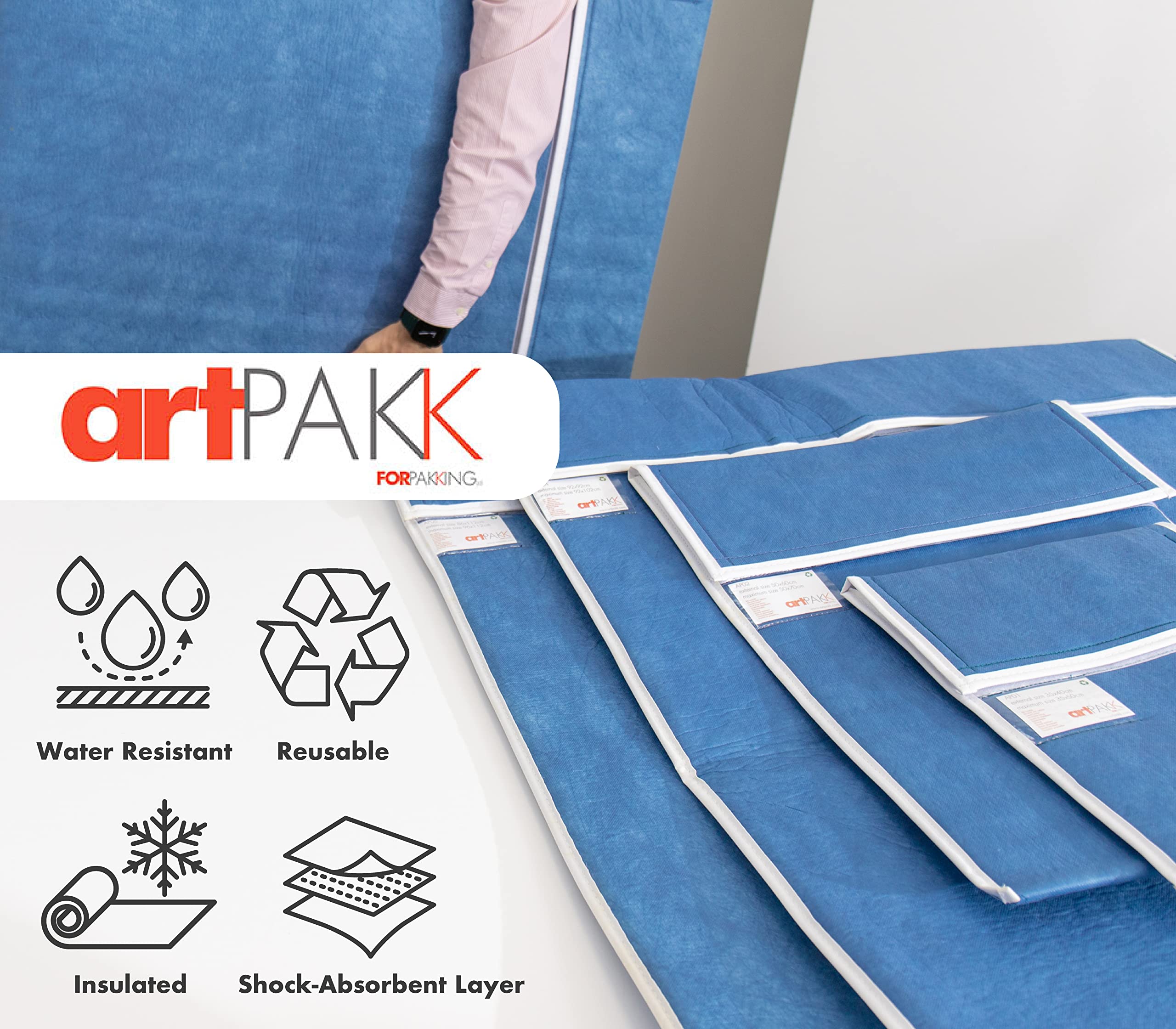 ARTPAKK | Protective Storage, Shipping, Packing | 57 1/16" x 78 3/4" - AP10 | Reusable, Waterproof & Acid-Free Lining | Large Framed Painting & Canvas Archival Portfolio | Eco Bubble Wrap Alternative