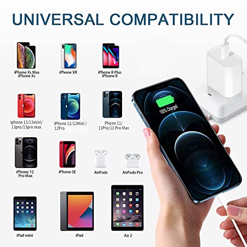 iPhone Charger Fast Charging 10 FT [Apple MFi Certified], PD 20W USB C Wall Charger Block with 10FT Long Type C to Lightning Fast Charging Data Sync Cable for iPhone 14 13 12 11 XS XR X 8 iPad