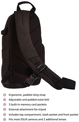 Amazon Basics Camera Sling Bag - 8 x 6 x 15 Inches, Black