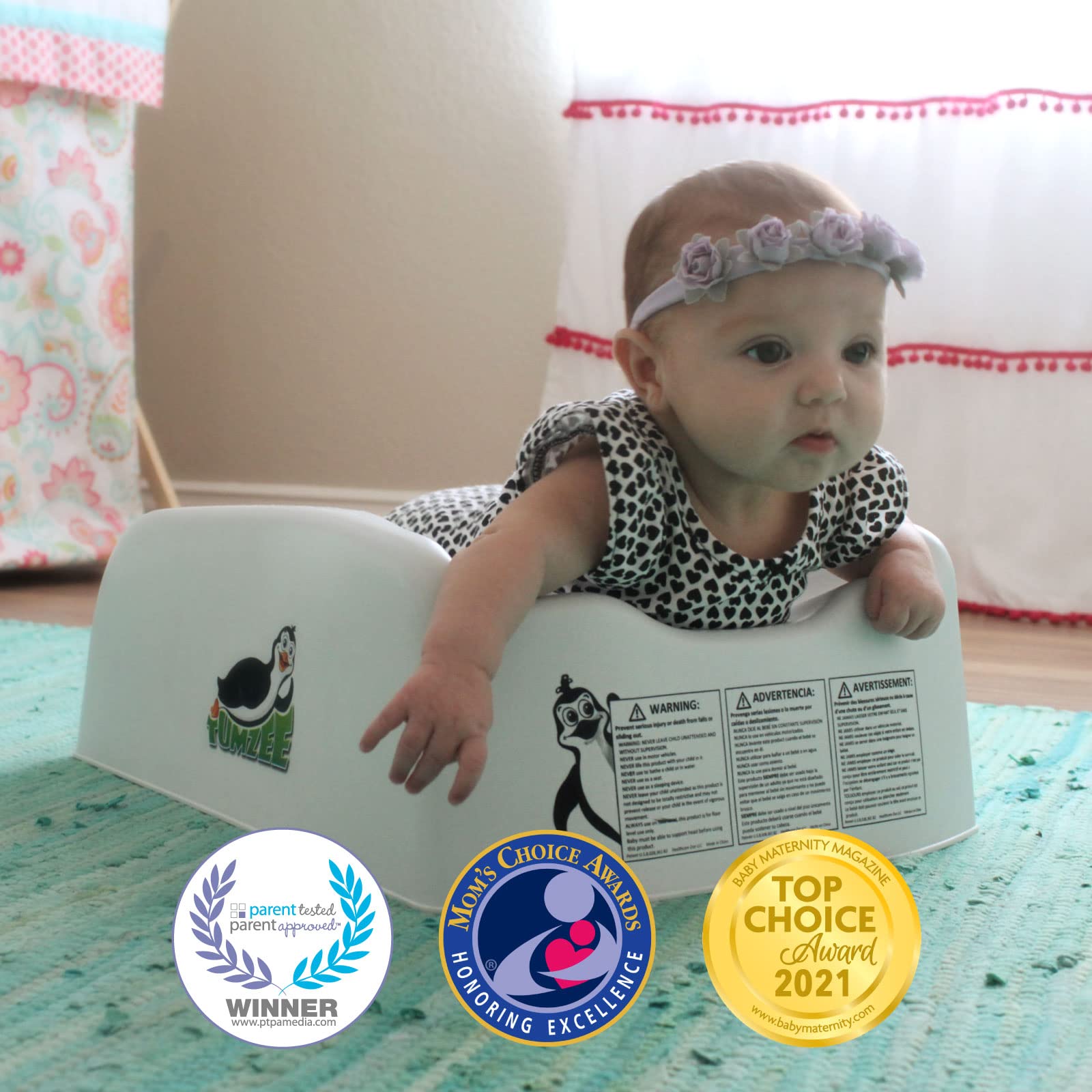 Tumzee Tummy Time Incline Tool – Making Tummy Time Fun – Frees Baby’s Arms to Play – Lets Baby See and Interact with World – Develops Baby’s Hand-Eye Coordination