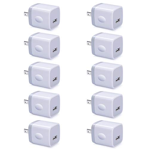 USB Wall Plug 10 Pack, UorMe 1A 5V Single Port Wall Charger Power Adapter Cube Block Box for iPhone SE 14 Plus 13 12 Pro Xs XR X, Samsung Galaxy A13 S22 S21FE A21 A71 A51 A31 S10e S9 S8, Pixel 6