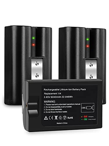 3-Pack Lithium-ion Batteries Compatible with Ring-Doorbell 2/3/4, 3plus Cam, Spotlight Cam and Stick-up Cam, New ion-Cell with Full Compatibility for All Cam Models, 6040mAh with Easy Release Design