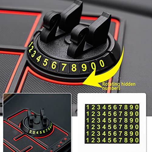 Non-Slip Phone Pad for 4-in-1 Car Non Slip Phone Pad for Car Universal 360°Rotation Dash Holder Multifunctional Car Dashboard Organizer Tray Anti Slip Mat Sticky Pad Gift Bumper Strip (Red)