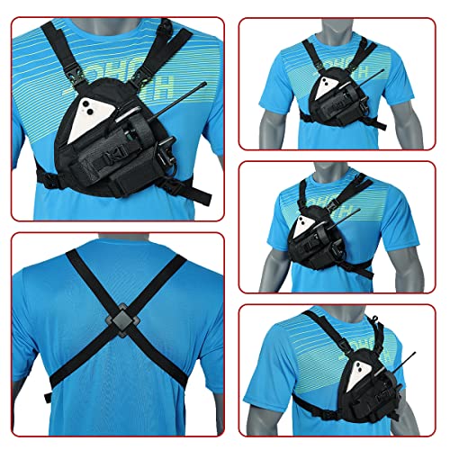 ABBREE Radio Chest Harness Holder Adjustable Shoulder Chest Front Pack Two Way Radio Pouch Holster Vest Rig Walkie Talkie Case for Arcshell Retevis Baofeng UV-5R/5G UV-82 BF-888S ST20