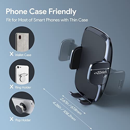 TICILFO Car Phone Holder Mount [Flexible Gooseneck Long Arm] Phone Mount for Car Holder Dashboard Windshield [Washable Strong Suction Cup] Cell Phone Holder Car Mount (Black) (Black)