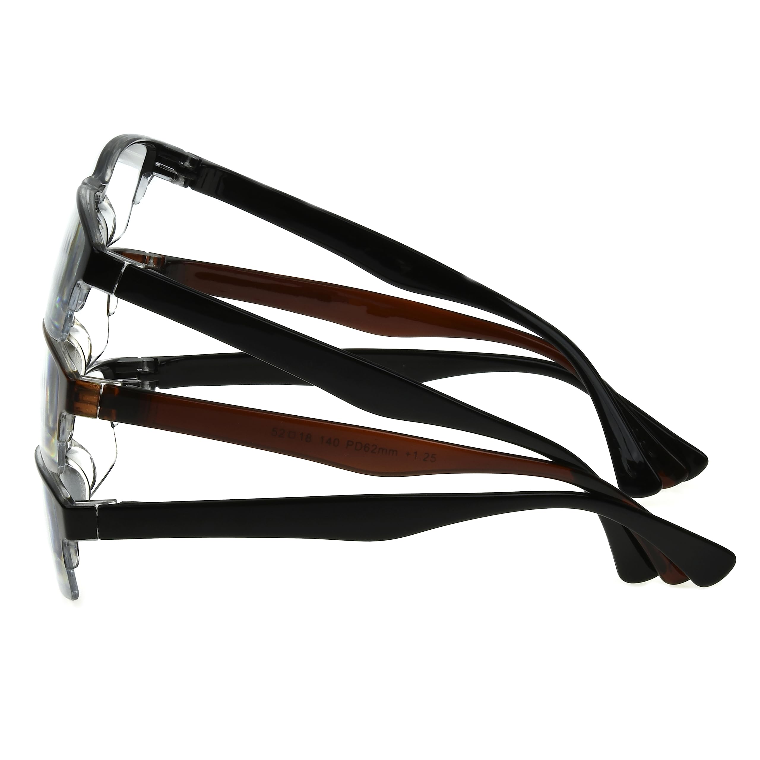 Foster Grant Men's Pete Rectangular Reading Glasses, Black and Brown, 3 Pack, 1.5x