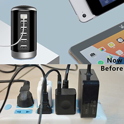 Universal USB Charger 6-Port Desktop USB Charging Station Hub with Smart Identification Technology Compatible with iPhone iPad Cell Phone Tablets(Purple)