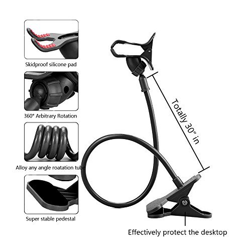 AMS Cell Phone Holder, Clip Holder, Lazy Bracket Flexible Long Arms for All Mobile, Fit On Desktop Bed Mobile Stand for Bedroom, Office, Kitchen