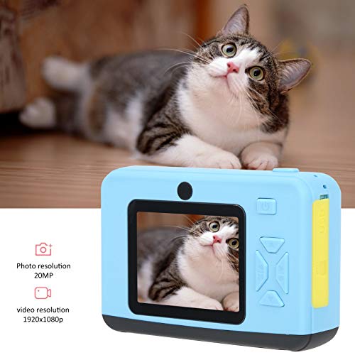 Okuyonic Children Camera, 20MP HD Children Video Camera Anti‑Drop Cute Look IPS Screen for Home(Blue)