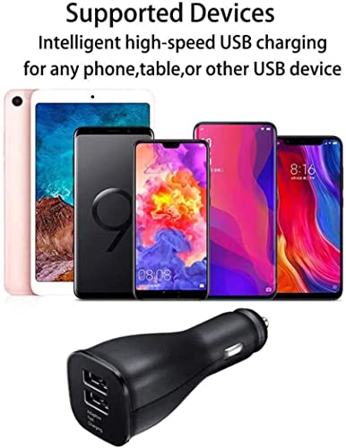 Samsung Adaptive Fast Charging Dual-Port Car Charger [2-Pack] for Samsung Galaxy S23/S23+/S23 Ultra /S22/S22+/S22 Ultra /S21/S21+/S20/S20+/S10/S10+/S10e/S9/S9+/S8/S8Plus/Edge/Active/Note 8/9/10/20