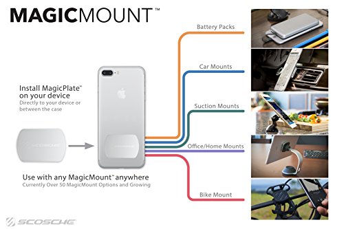 Scosche MAGRKI MagicMount Phone Replacement Plate Kit - for Magnetic Car Phone Mount Holder with Extra Strength Hold, Universal with All Devices, Black