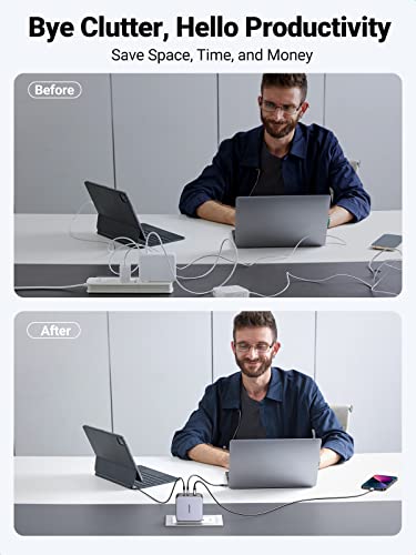 UGREEN 140W USB C Charger, Mac Book Pro Charger Foldable Nexode PD3.1 PPS 3-Port Fast GaN Laptop Wall Charger Power Adapter Compatible with MacBook Pro 16'', Dell XPS, Chromebook (with 240W Cable)