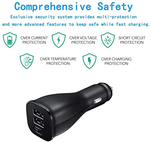 Samsung Adaptive Fast Charging Dual-Port Car Charger [2-Pack] for Samsung Galaxy S23/S23+/S23 Ultra /S22/S22+/S22 Ultra /S21/S21+/S20/S20+/S10/S10+/S10e/S9/S9+/S8/S8Plus/Edge/Active/Note 8/9/10/20