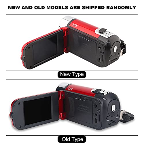 HD Digital Video Camera, 16X Digital Camera, 2.4 Inch Screen Video Camera for Kids, Beginners, Teenagers, 270 Degree Rotation, 118 x 51.5 x 58.5mm(Red)