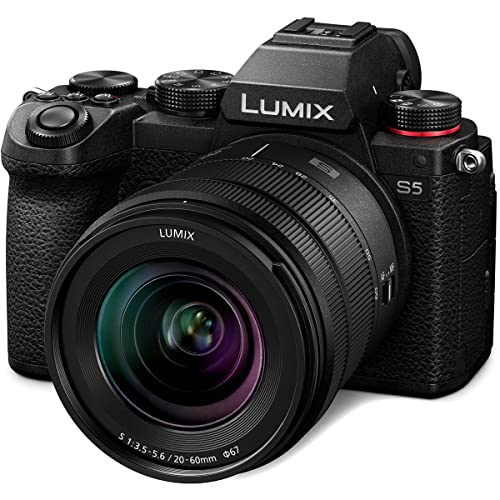 Panasonic Lumix DC-S5 Mirrorless Digital Camera with S 20-60mm L-Mount Lens Bundle with 64GB UHS-II V90 SD Card, Card Case, Bag, Wrist Strap, Extra Battery, Charger, Filter Kit and Accessories