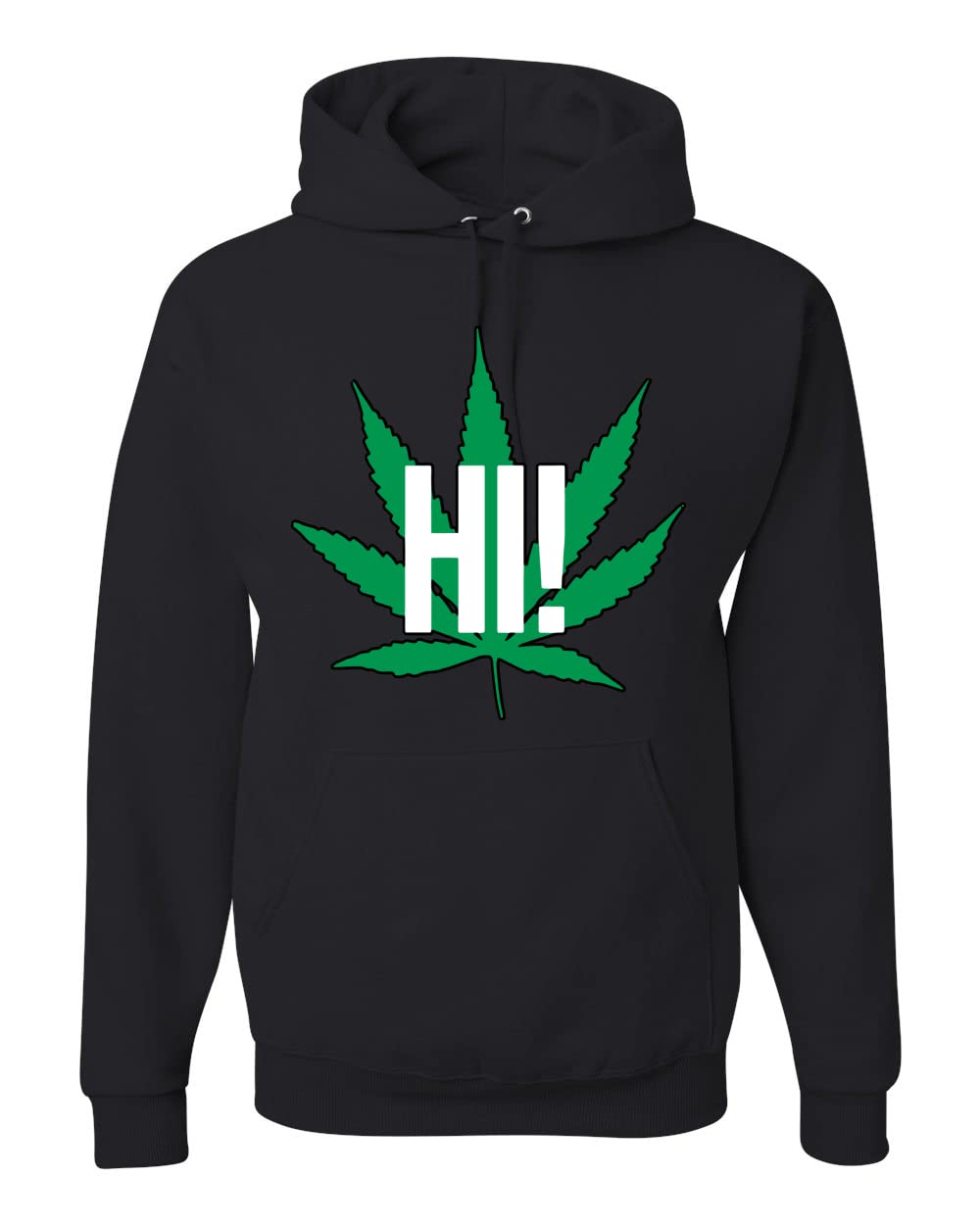 Wild Bobby Hi Funny Marijuana Pot Leaf Weed Unisex Graphic Hoodie Sweatshirt, Black, X-Large
