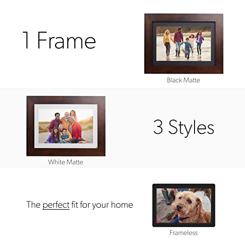Brookstone PhotoShare 8β Smart Digital Picture Frame, Send Pics from Phone to Frames, WiFi, 8 GB, Holds 5,000+ Pics, HD Touchscreen, Premium Espresso Wood, Easy Setup, No Fees