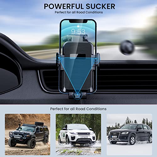 Phone Mount for Car Phone Mount [Military-Grade Super Suction] Phone Holder Car Mount for iPhone Automobile Cell Phone Accessories For Dashboard Windshield Air Vent Fit All iPhone Android Smartphones