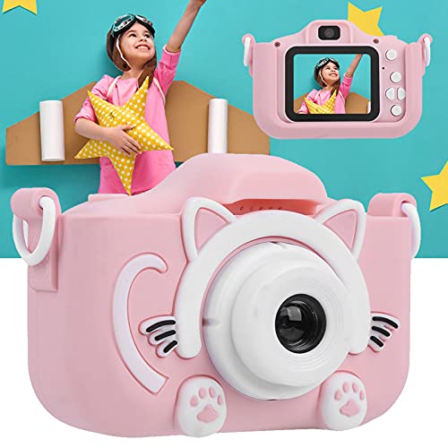 Dpofirs Kids Camera, 2400W Pixels Children Camera 2 Inch Screen, Front Rear Taking Pictures, Fun Camera Gifts for Exploring World with Anti-Lost Rope(Pink)
