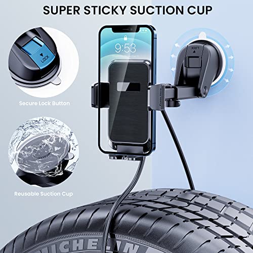 Phone Mount for Car Phone Mount [Military-Grade Super Suction] Phone Holder Car Mount for iPhone Automobile Cell Phone Accessories For Dashboard Windshield Air Vent Fit All iPhone Android Smartphones