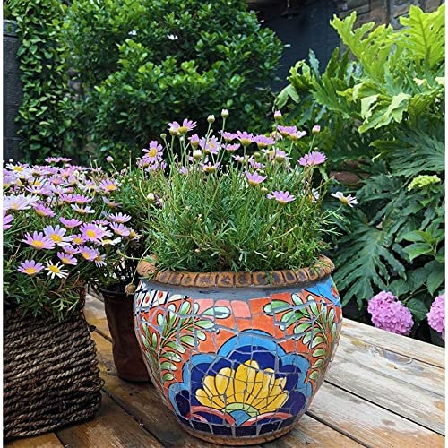 UimimiU Hand-Painted Mosaic Planter Pot Ceramic Flower Pots Round Classical Outdoor Large Plant Pots Garden Balcony Decorpe Vase Container Potss Planters for Villa Garden Corridor Aisle