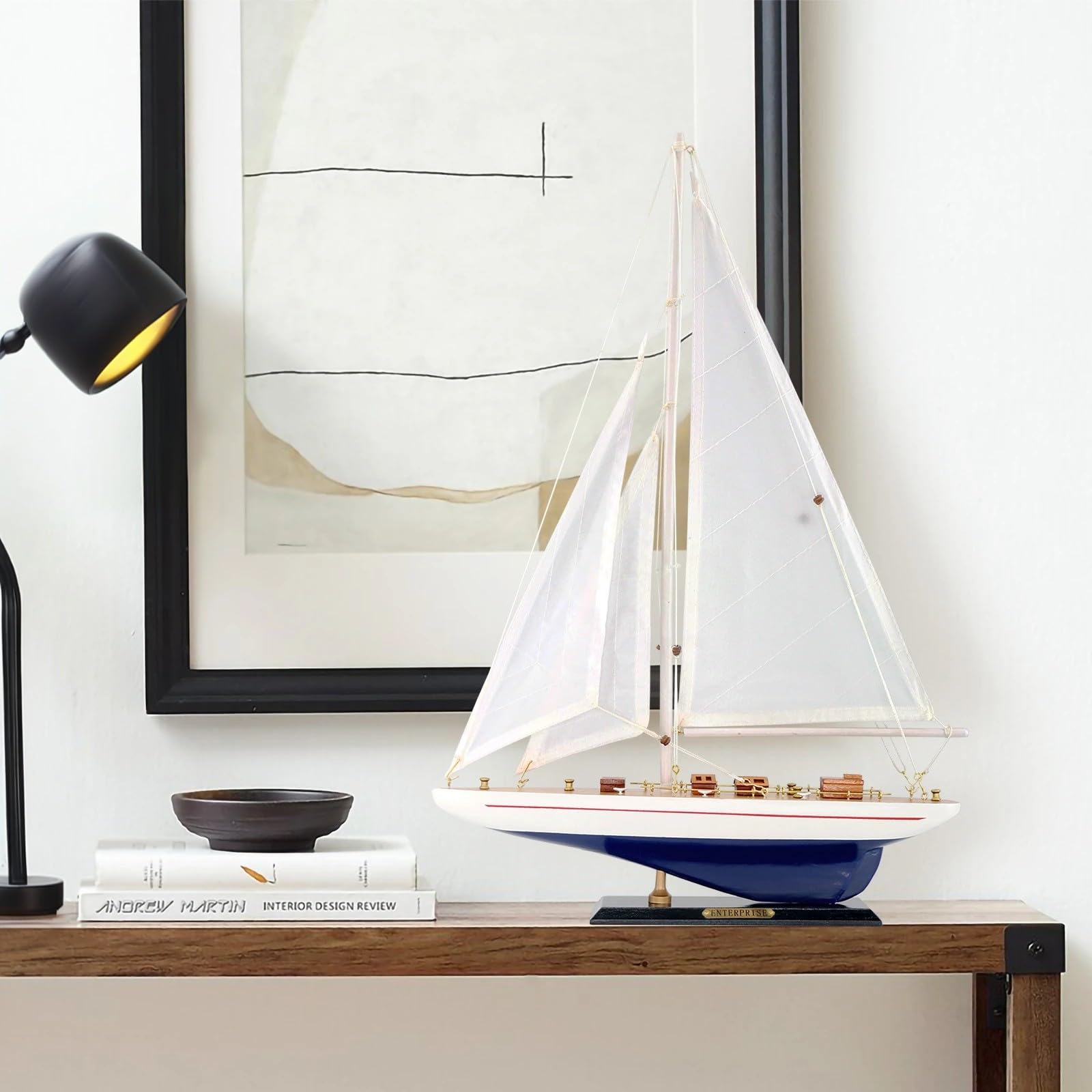 NAUTIMALL Wooden Sailing Boat Sailboat Yacht Model 19" Endeavour Enterprise Scale Replica Nautical Decor Corporate Personalized Gift (Enterprise 19inch)