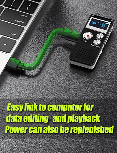 Digital Voice Recorder 16GB Voice Recorder with Playback for Lectures - USB Rechargeable Dictaphon Upgraded Small Tape Recorder